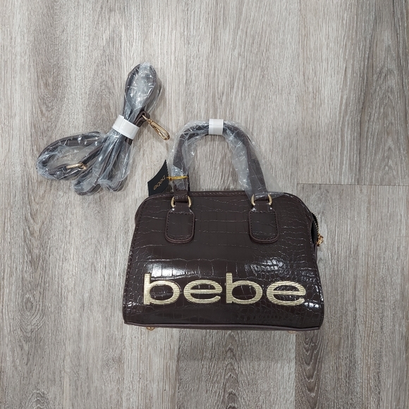 bebe | Bags | Nwt Bebe Chocolate Brown Fabiola Mini Croco Crossbody ...